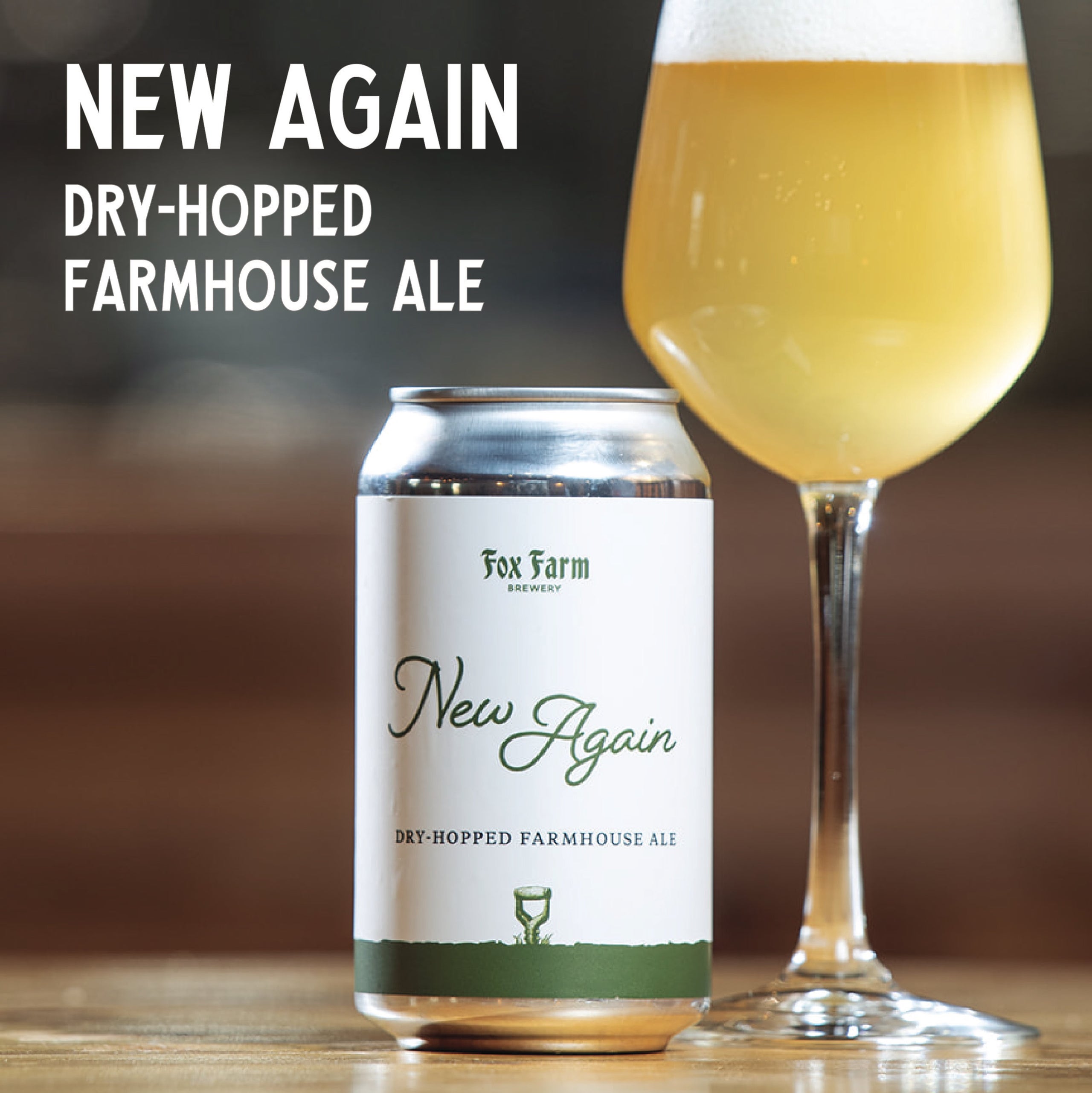 New Again Dry-Hopped Farmhouse Ale | Fox Farm Brewery